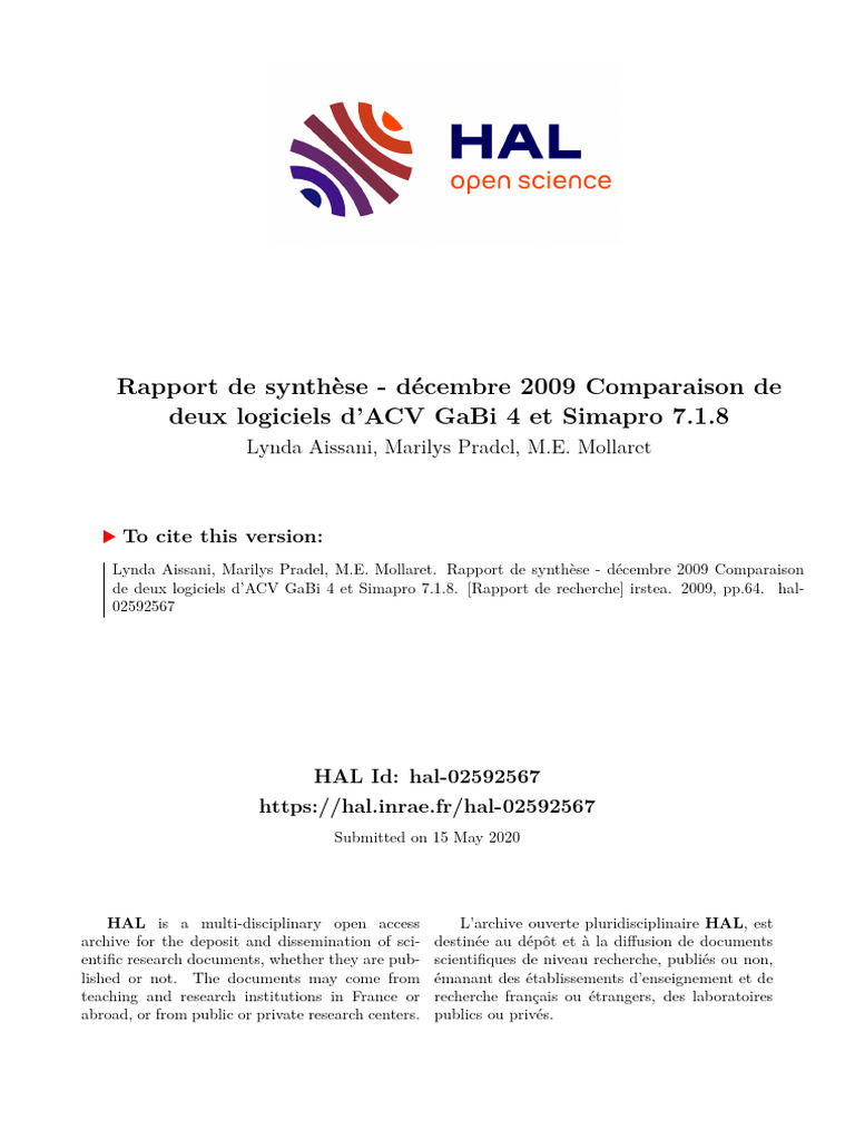 Comparaison des logiciels ACV GaBi et SimaPro | PDF | Analyse du cycle ...