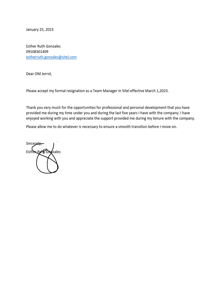 Resignation Letter Gonzales | PDF