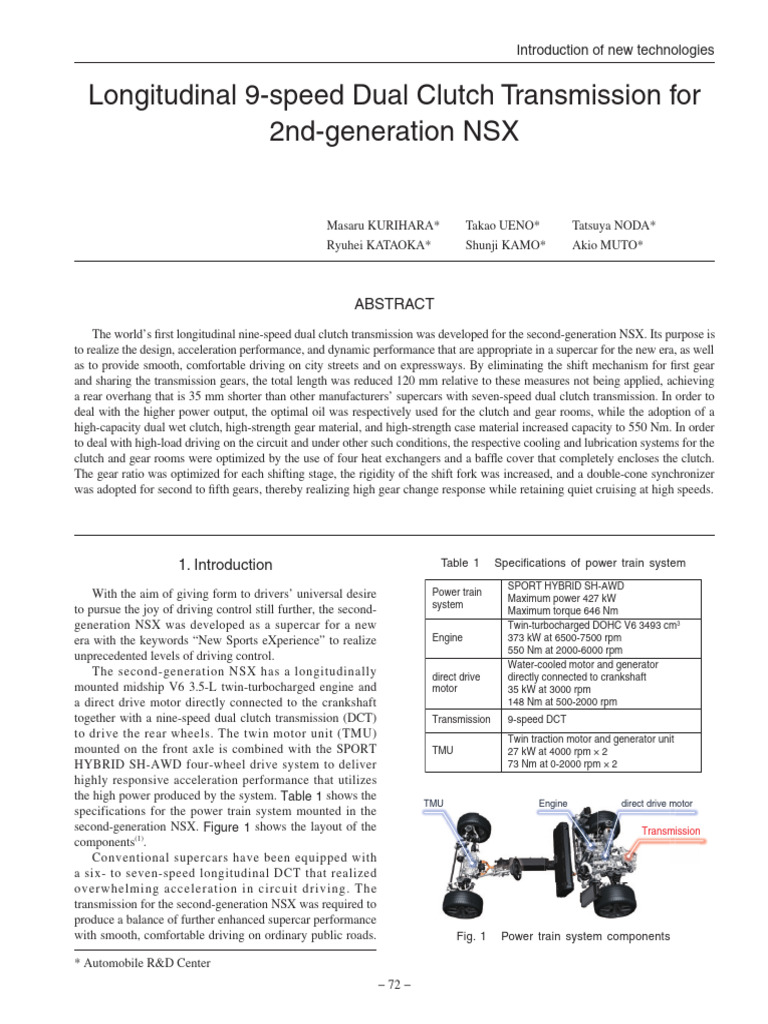 Longitudinal 9-Speed Dual Clutch Transmission For 2nd-Generation NSX ...