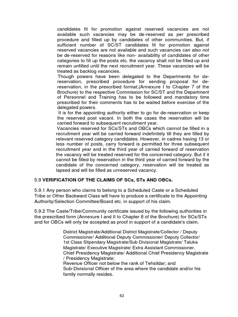 SC/ST/OBC Promotion and Reservation Guidelines | PDF | Visual Impairment
