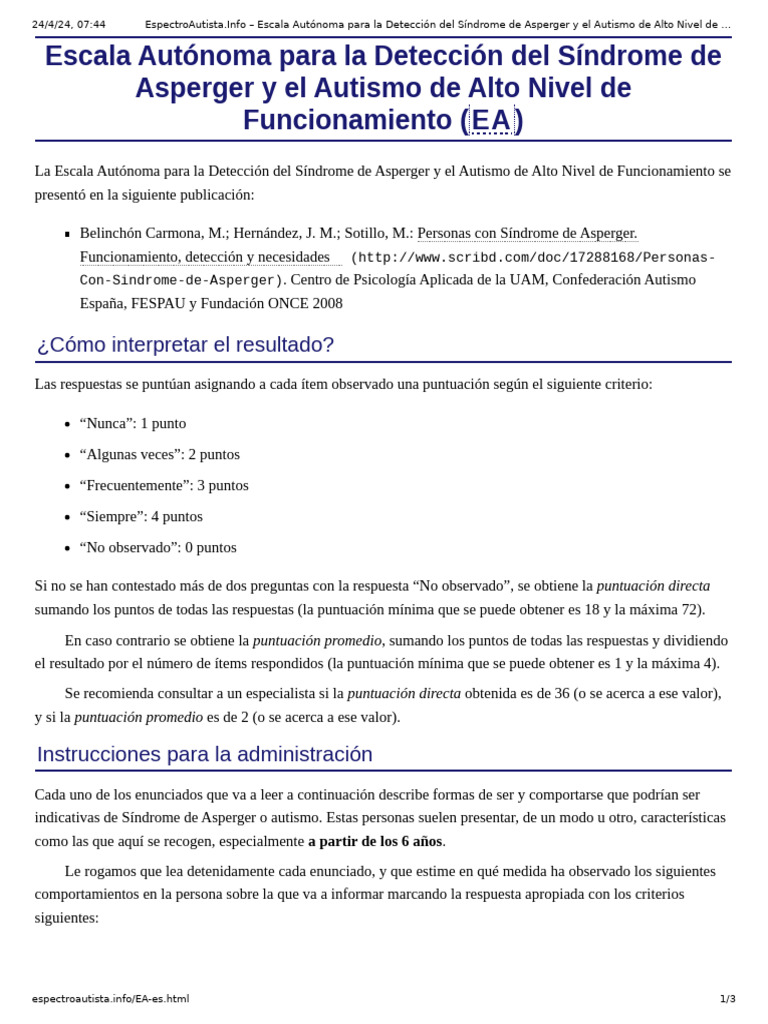 EspectroAutista - Info - Escala Autónoma para La Detección Del Síndrome de Asperger y El Autismo ...