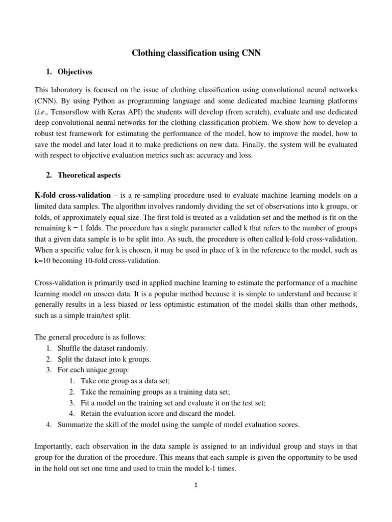Fashion Clothing Classification Pdf Cross Validation Statistics Applied Mathematics 
