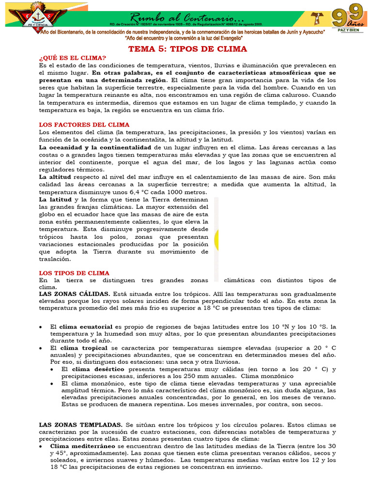 Tema 5 Tipos de Clima Peru y El Mundo | PDF | Clima | Zona tropical
