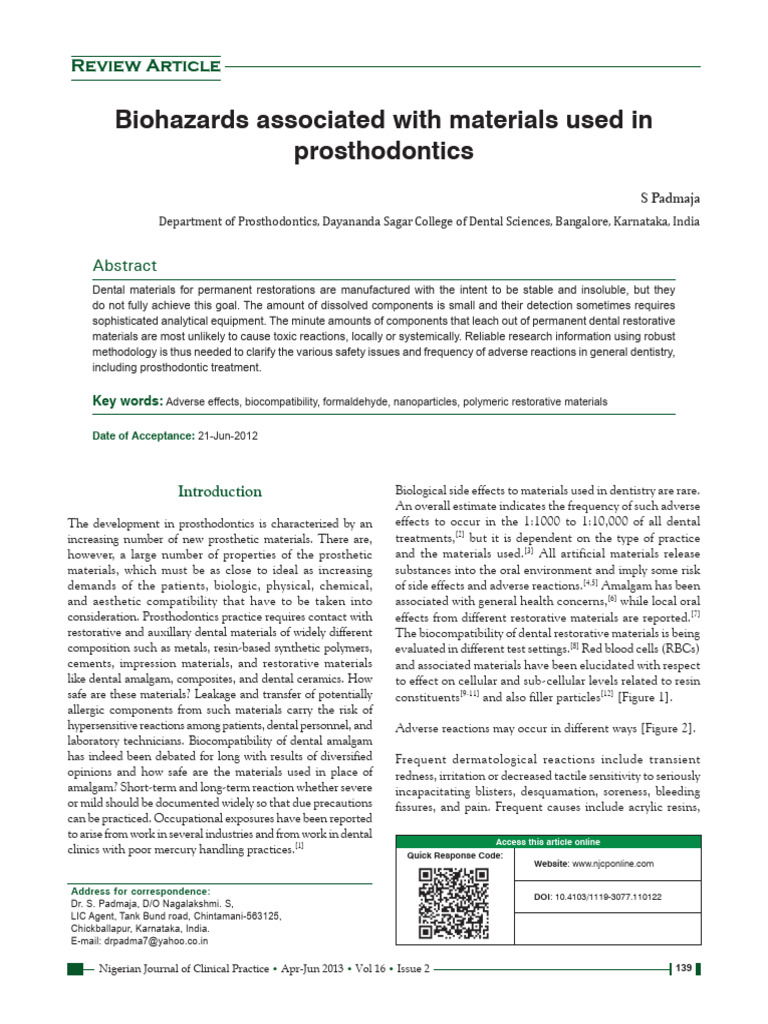Biohazard Associated Materials Prosthodontics | PDF | Dental Implant ...
