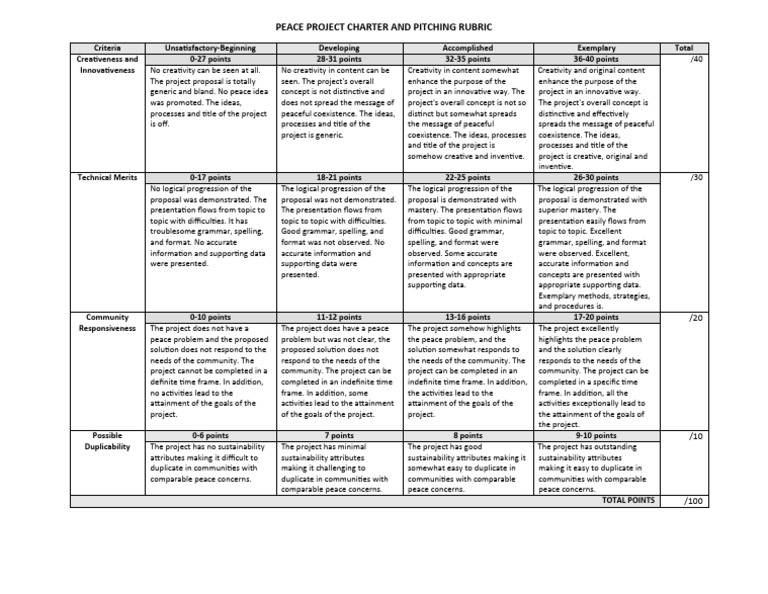 Fpe101 Project Pitching Activity Rubric | PDF | Information | Cognition