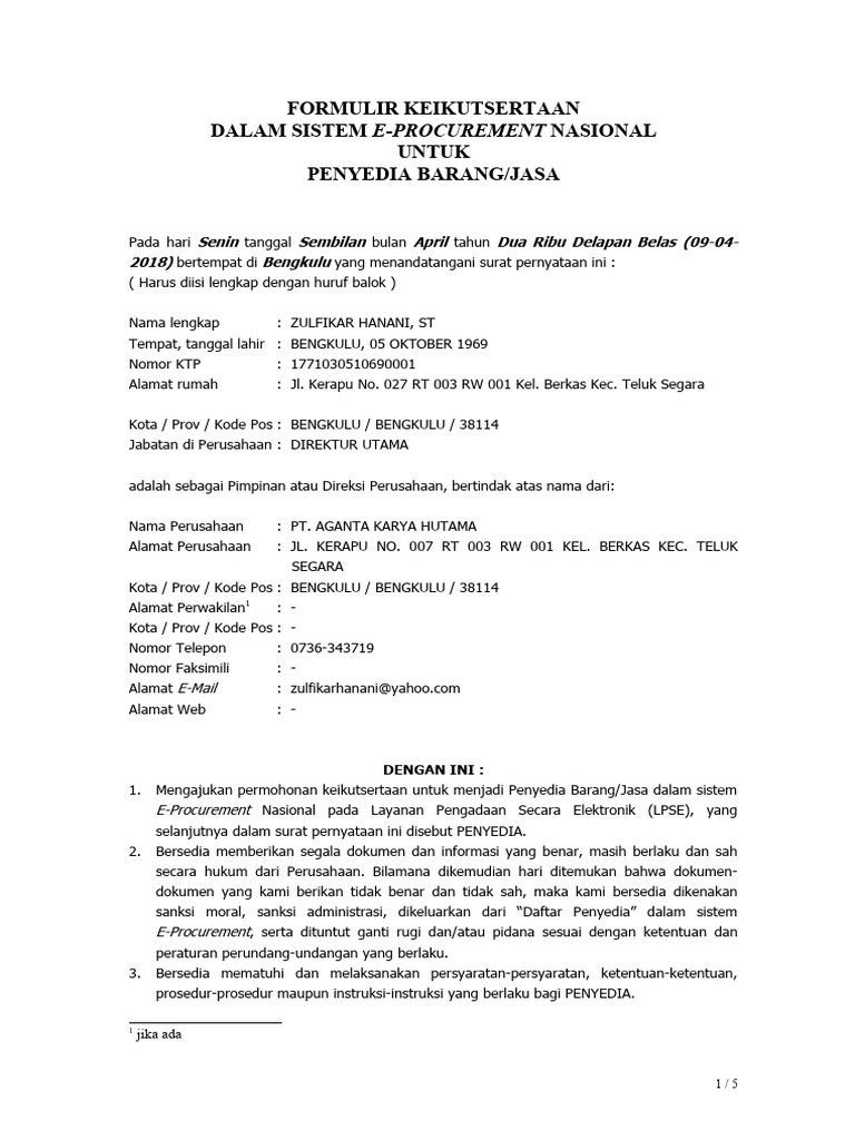 Formulir Keikutsertaan | PDF