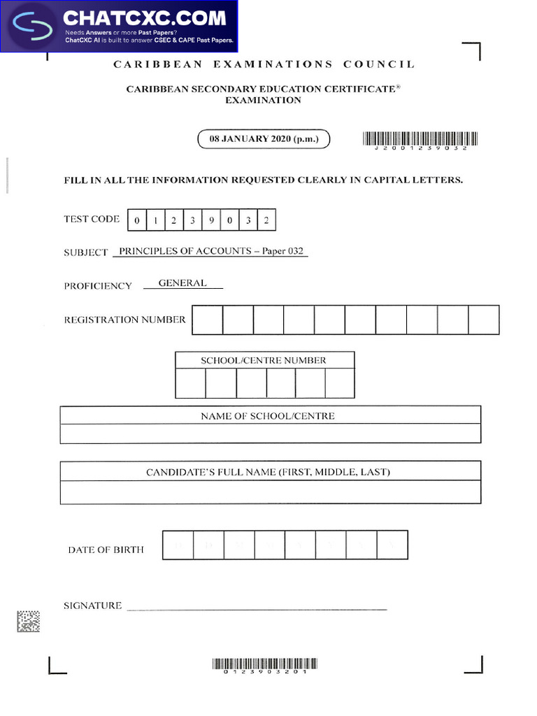 CSEC Principles of Accounts P3 2020 | PDF