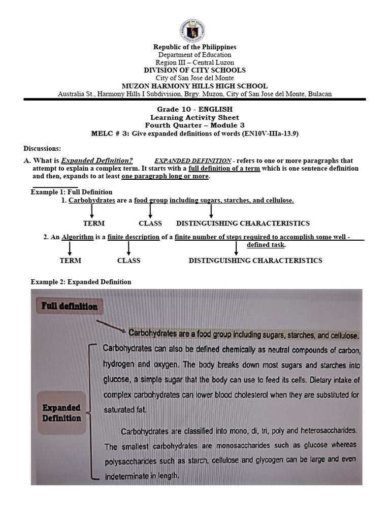 LAS English 10 Q4 Module 3 | PDF | Definition