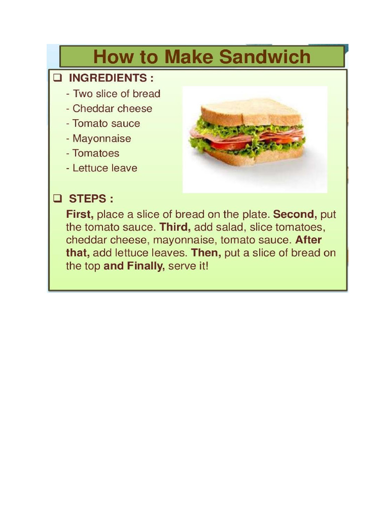 How To Make Sandwich | PDF