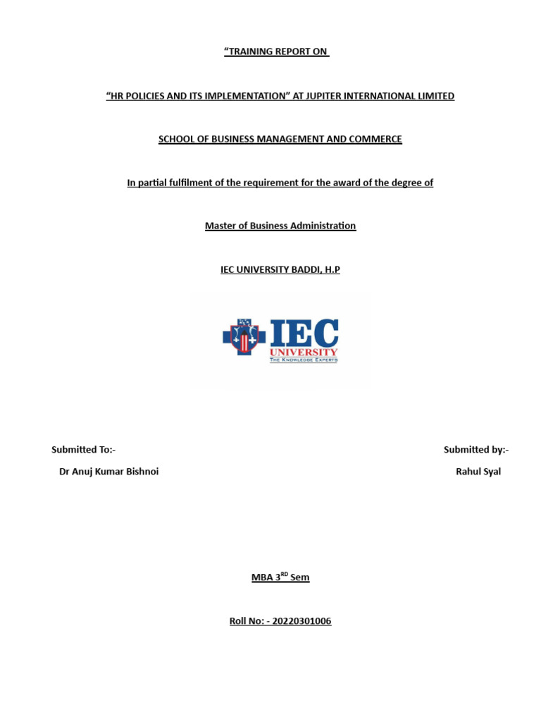 JIL Project File RAHUL SYAL-2 | PDF | Human Resource Management | Solar ...