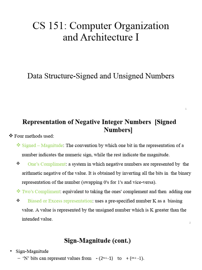 Data Structure - Signed and Unsigned Nos | PDF | Computer Architecture ... Data Structure - Signed and Unsigned Nos | PDF | Computer Architecture ...