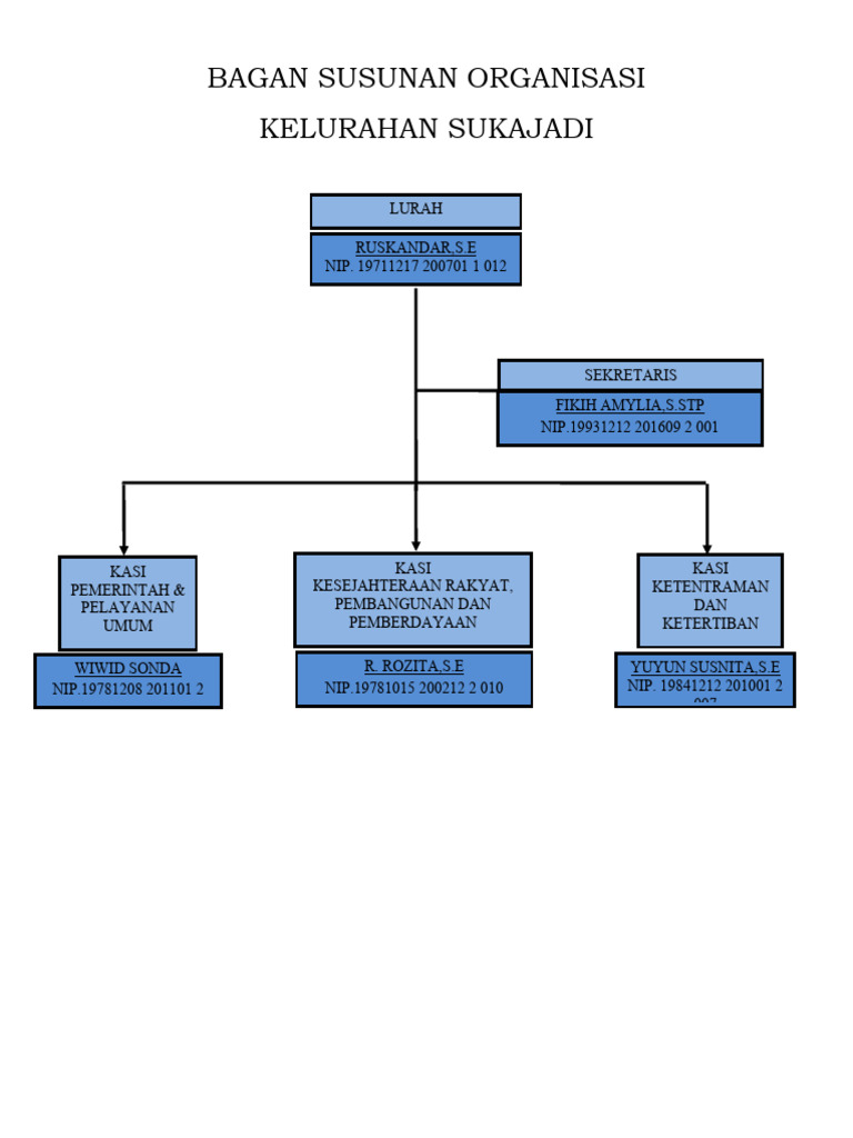 Bagan Susunan Organisasi Kelurahan Sukajadi 2023 | PDF