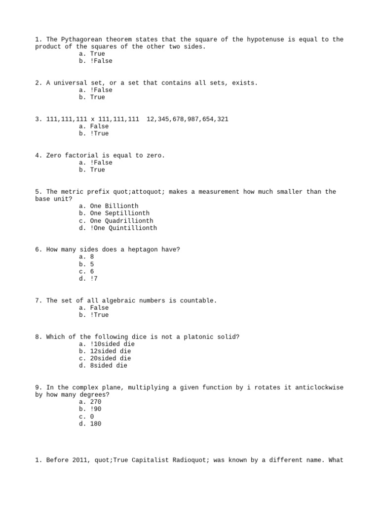 Quiz on Math, History, and Anime Facts | PDF | General Secretary Of The ...