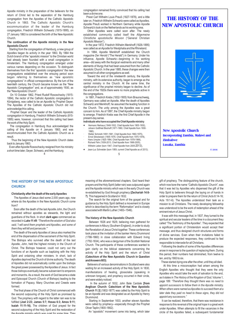The History of The New Apostolic Church | PDF | Catholic Church | Bishop