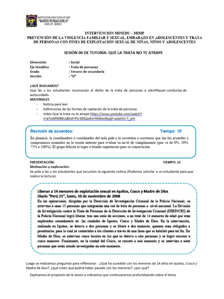 3º - Sa-Tut-6-Que La Trata No Te Atrape-Mp-2026 | PDF | Trata de personas
