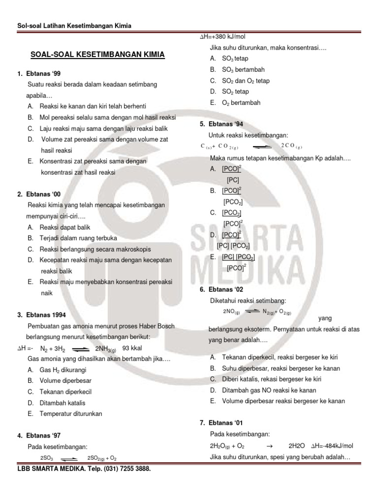 Soal-Soal Kesetimbangan Kimia | PDF