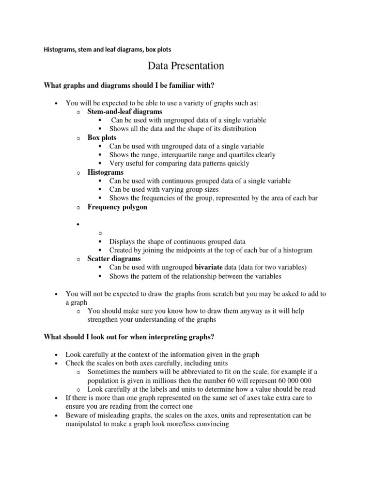 Histograms, Stem and Leaf Diagrams, Box Plots | PDF