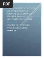 Evidencia Lista de Chequeo AA3-EV01 | PDF | Servicio al Cliente | Evaluación