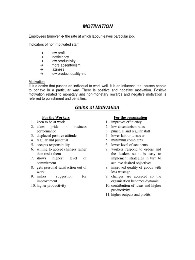 Understanding Employee Motivation Factors | PDF | Leadership | Piece Work