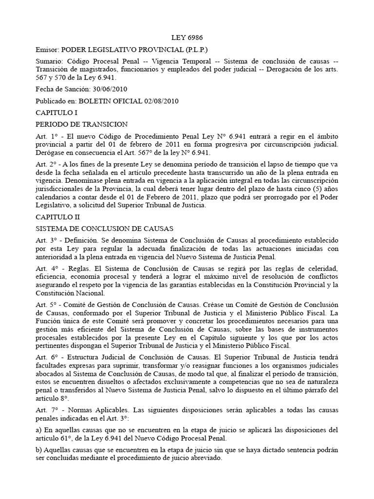 Ley 6986 | PDF | Fiscal | Judicaturas