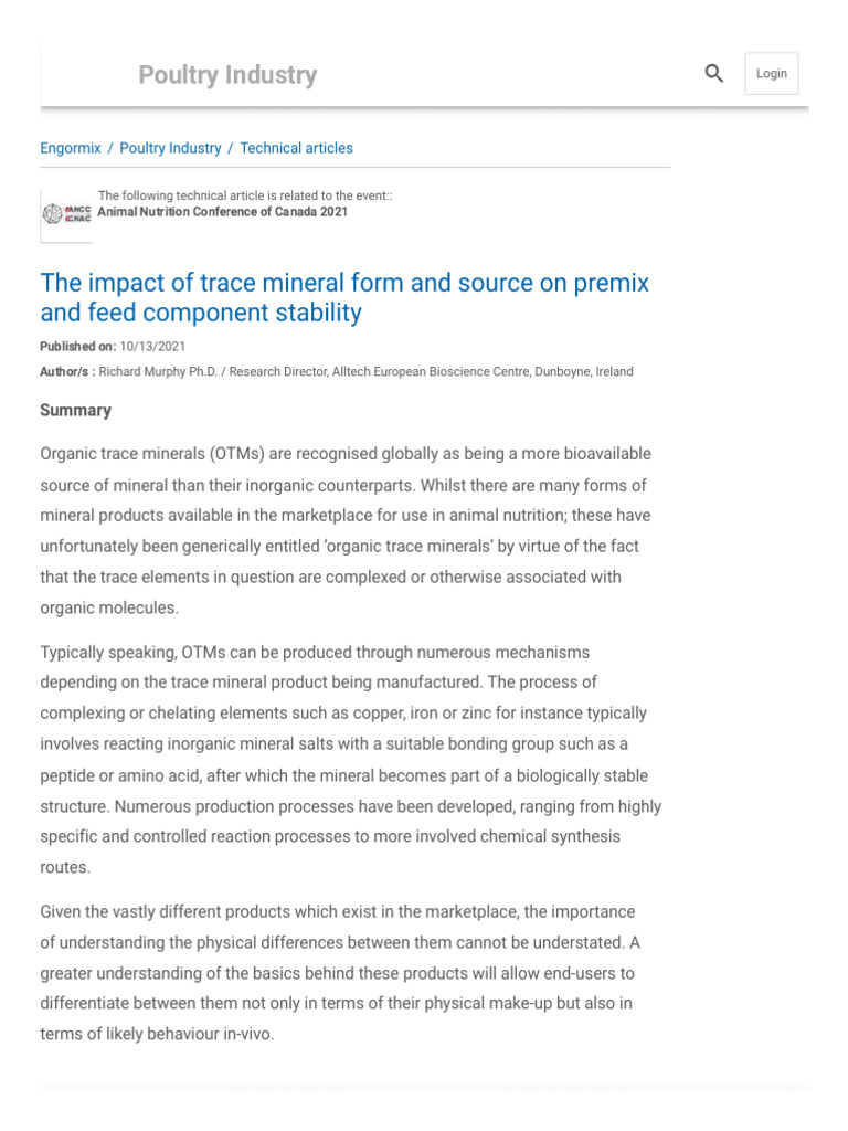 The Impact of Trace Mineral Form and Source On Premix and Feed ... The Impact of Trace Mineral Form and Source On Premix and Feed ...