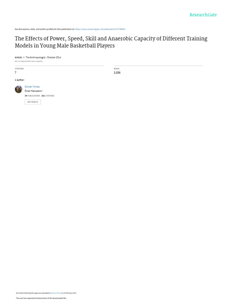 The Effects of Power, Speed, Skill and Anaerobic Capacity of Different ... The Effects of Power, Speed, Skill and Anaerobic Capacity of Different ...