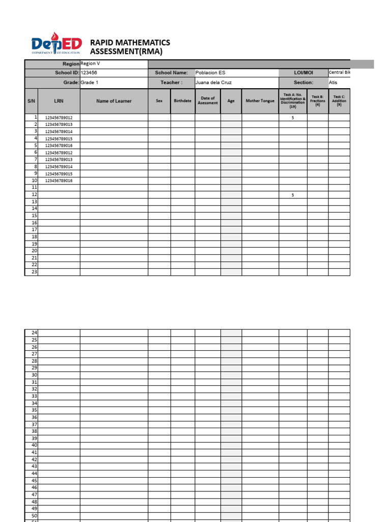 RMA G1Scoresheet v1 Demo | PDF | Learning