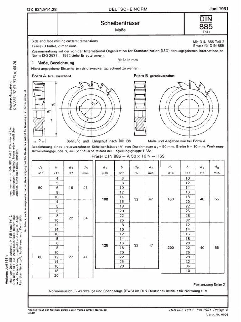 Din 885-1 1981-06 | PDF