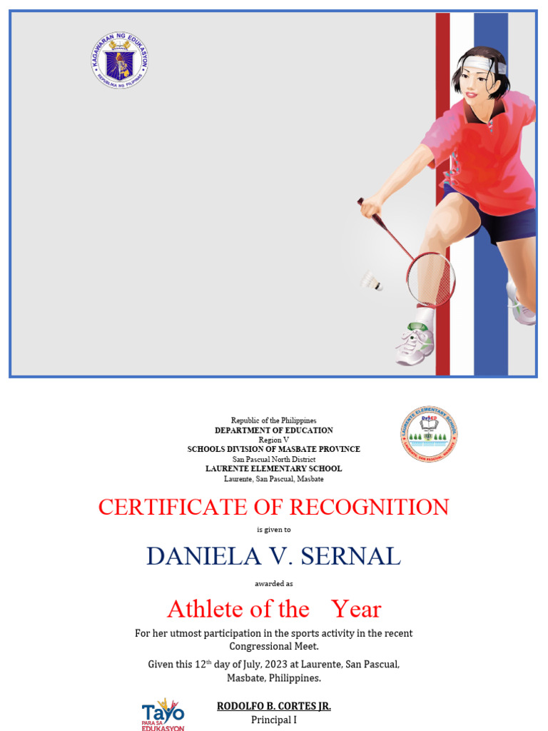 Certificate of Recognition Sports | PDF