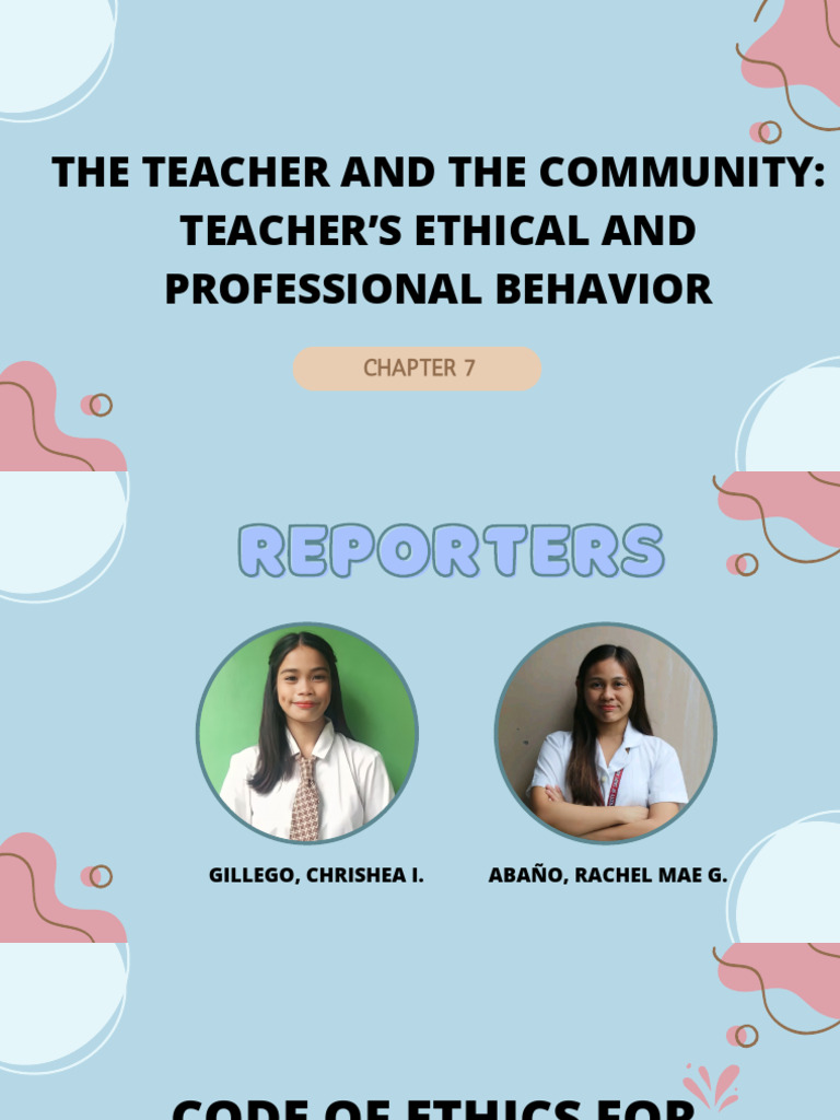 Chapter 7 - Code of Ethics | Download Free PDF | Teachers | Justice