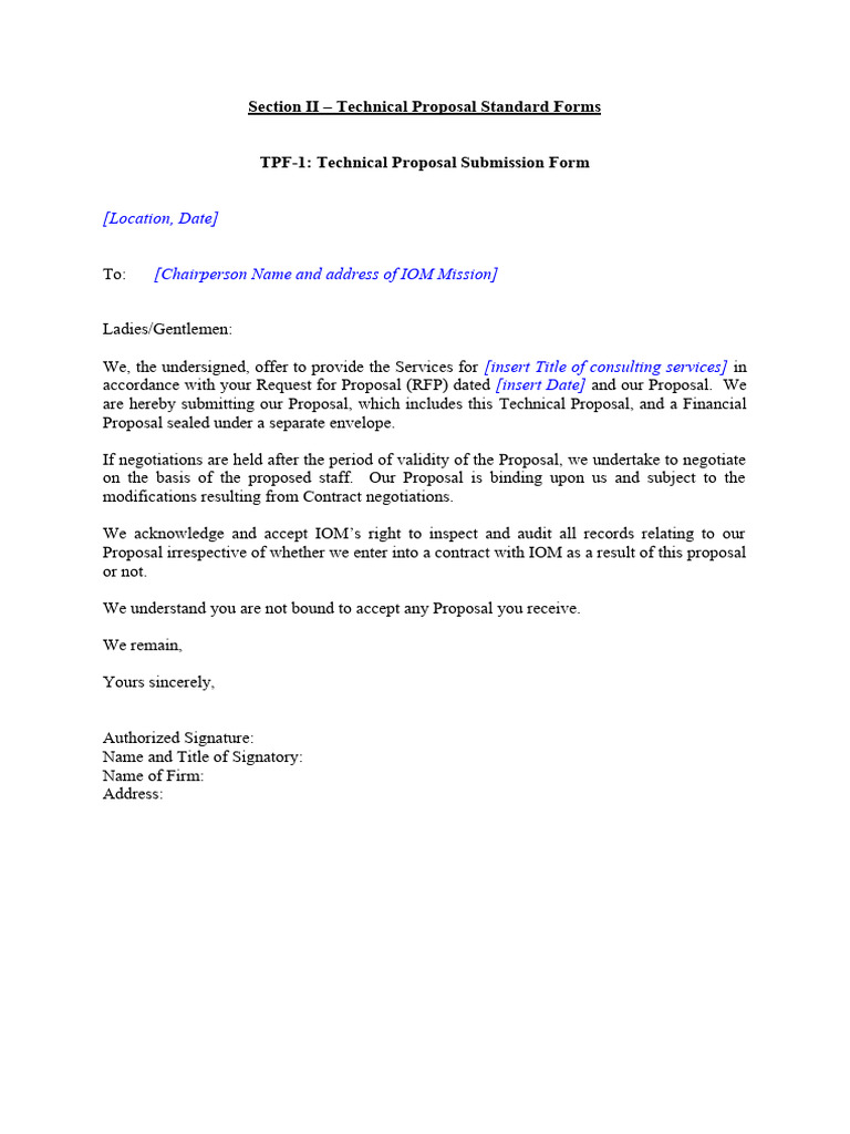 Technical Proposal & Financial Forms | PDF | Request For Proposal