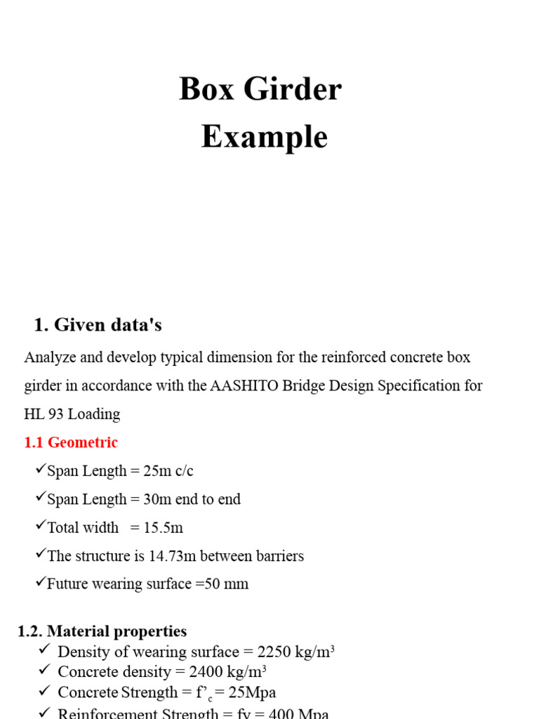 Box Girder Bridge Design Example | PDF | Building Engineering | Civil ...