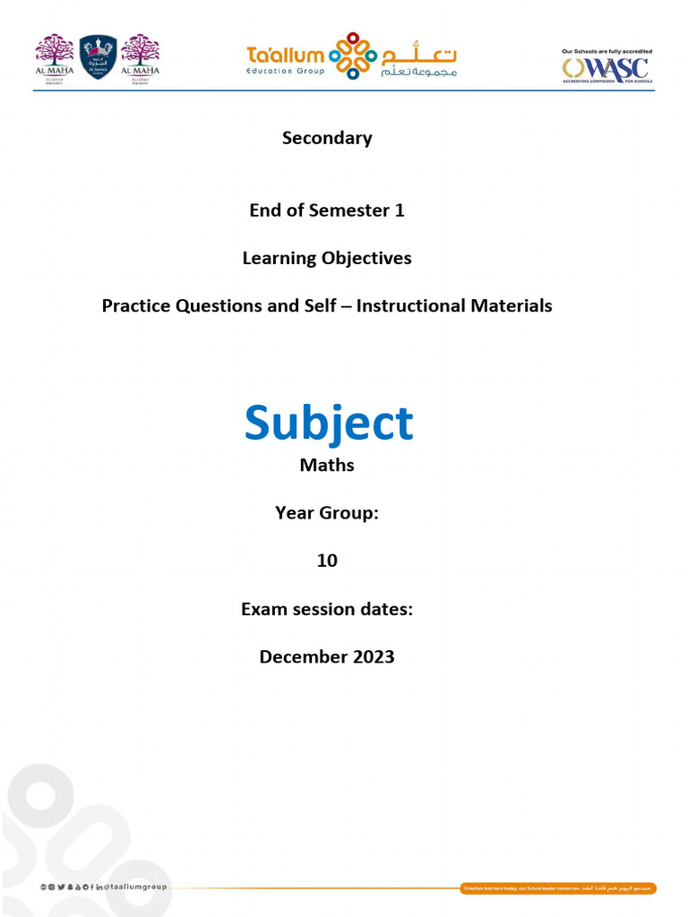 Year 10 Maths Practice Questions | PDF | Trigonometric Functions | Triangle