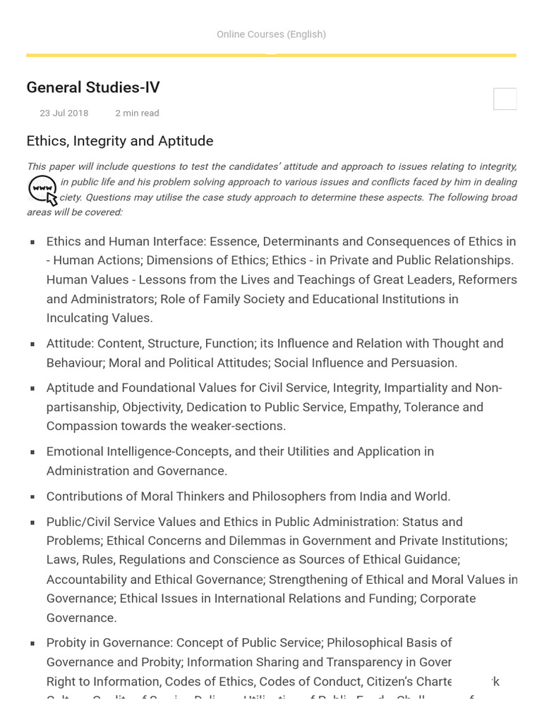 General Studies-IV | PDF | Governance | Morality
