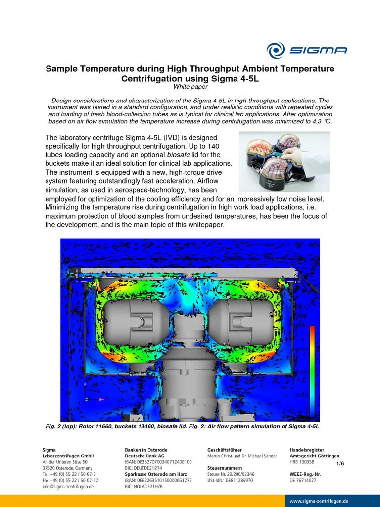 Sigma 4-5L Centrifuge Temperature Control | PDF | Centrifuge ...