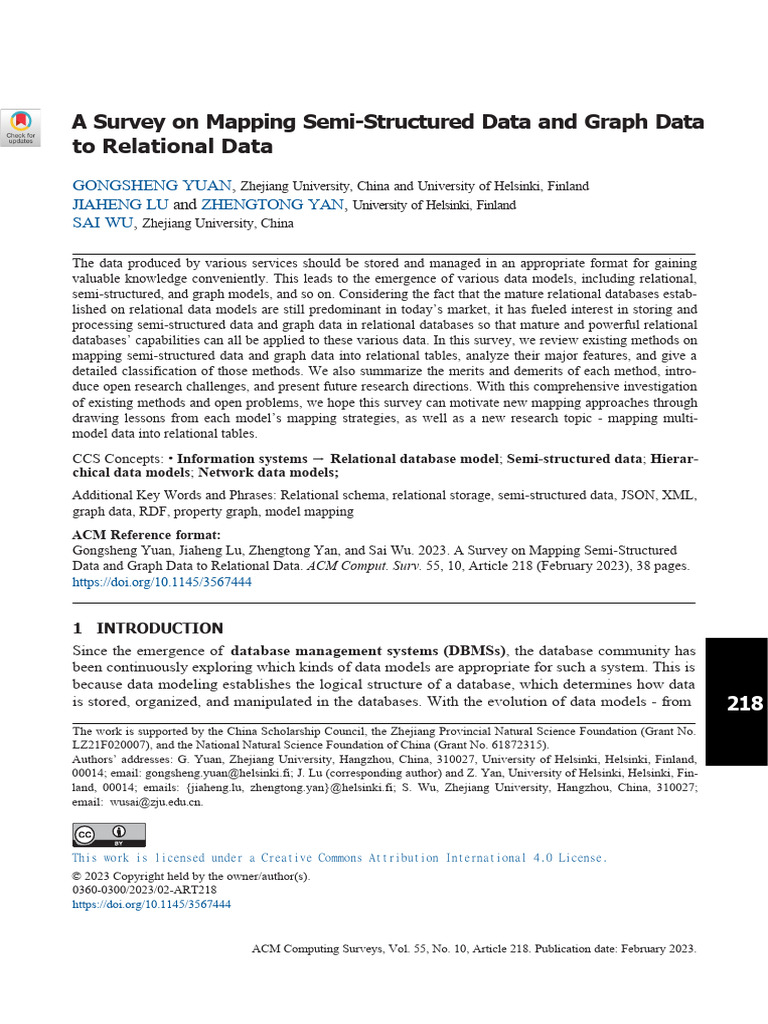 A Survey On Mapping Semi-Structured Data and Graph Data To Relational Data | PDF | No Sql | Xml ...
