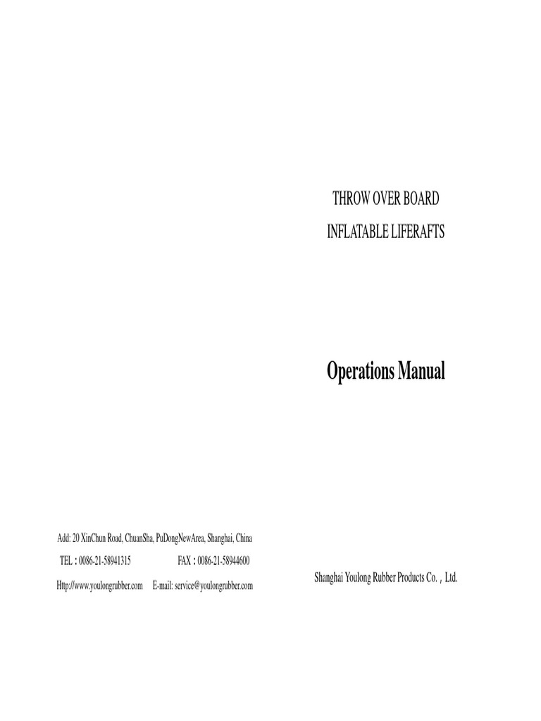 Youlong Operation Instruction For Kha Type Liferafts | PDF | Ships