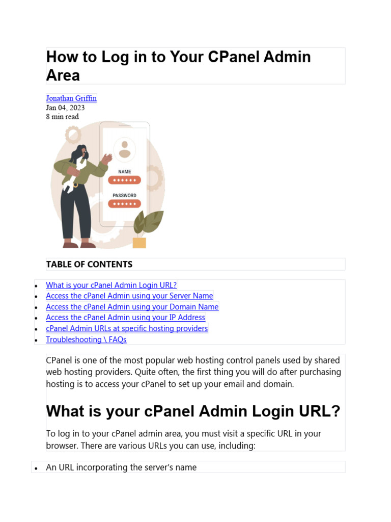 How To Log in To Your CPanel Admin Area | PDF | World Wide Web ...