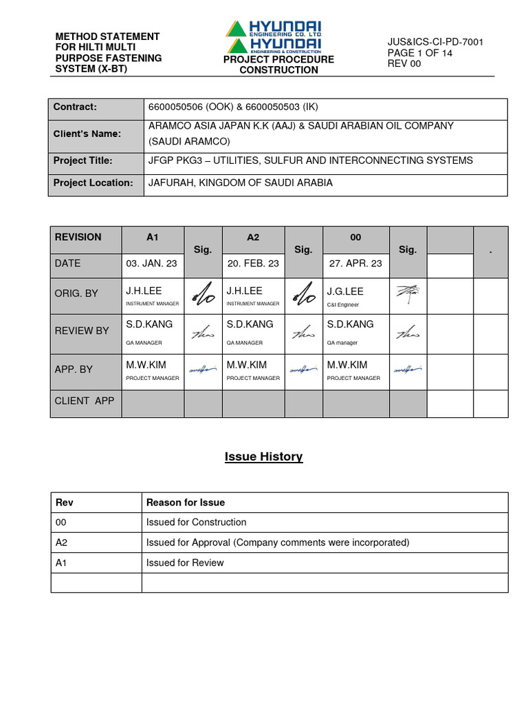 Hilti X-BT Fastening Method Statement | PDF | Pipe (Fluid Conveyance ...