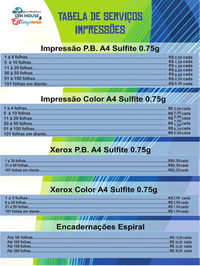 Preços por Faixa de Folhas | PDF