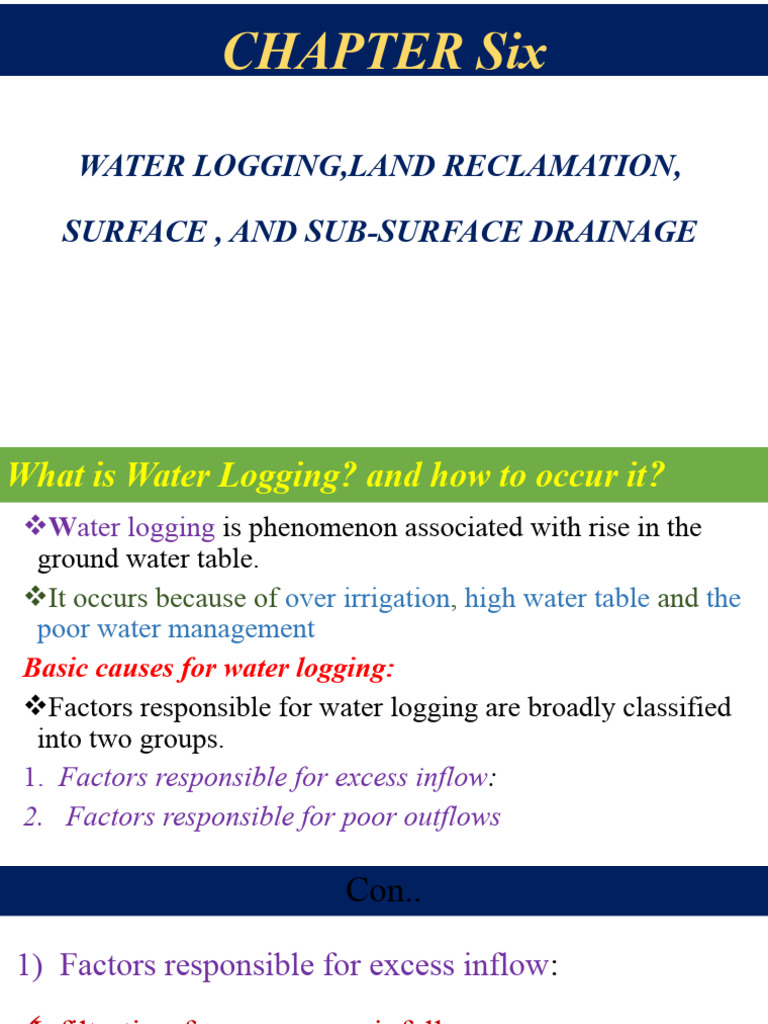 CHAPTER 6 - Surface and Sub-Surface Drainage | PDF | Drainage | Irrigation