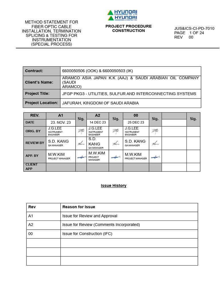 MS For Fiber Optic Cable Installation, Termination, Splicing and ...