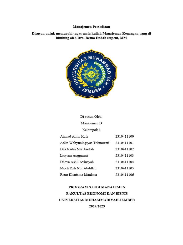 Manajemen Persediaan - Kelompok 1 | PDF | Karier & Perkembangan | Bisnis