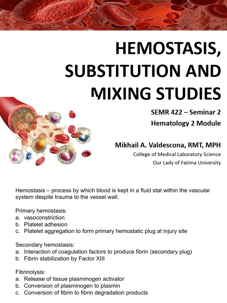 Hemostasis Substituition and Mixing Studies | PDF | Coagulation | Platelet