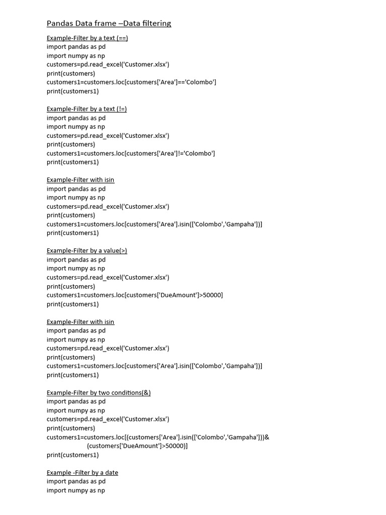 Pandas DataFrame Filtering Techniques | PDF | Computer Libraries ...