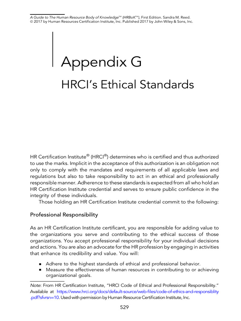 The HRCI Official Body of Knowledge - 2017 - Reed - Appendix G HRCI S ...