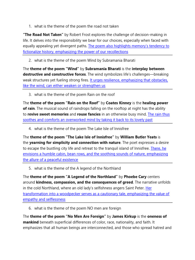 Poem Theme | PDF | Poetry | Classics