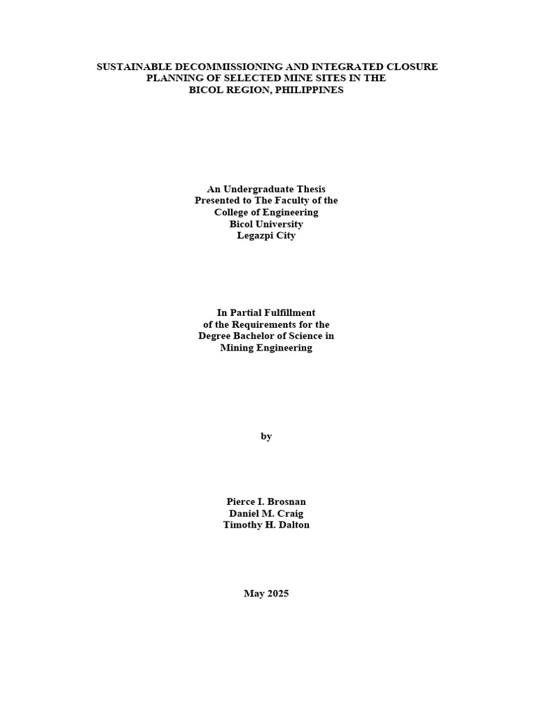 Complete Format of The Proposal IMRAD - Mining Engg - 2022 | PDF ...