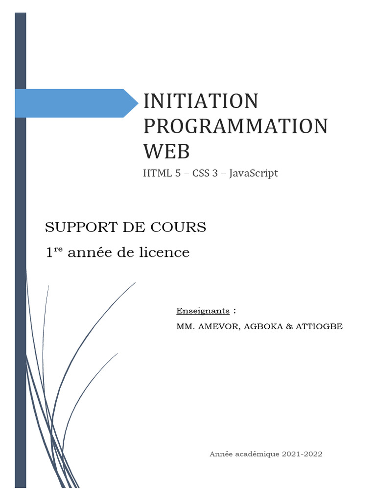 Support - New Programmation Web - 2021-2022 | PDF | Html | Langage de ...