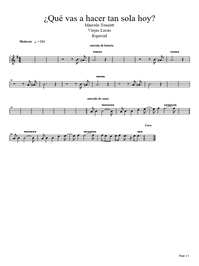 ¿Qué Vas A Hacer Tan Sola Hoy Saxo | PDF